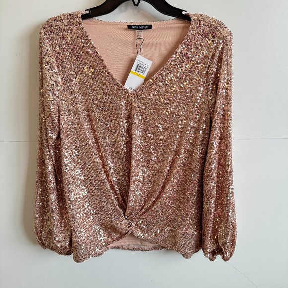 Cable & Gauge | Tops | Nwt Cable Gauge Blush Sequin Twist Detail Long ...